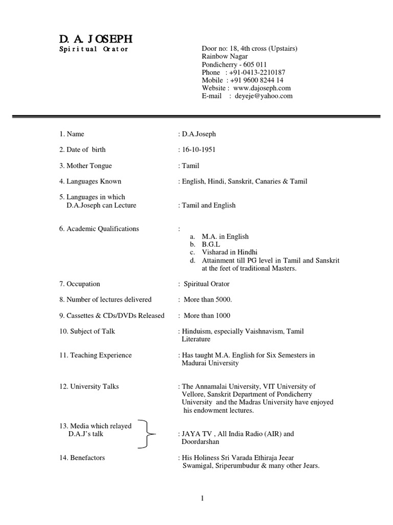 Da Joseph | PDF | Indian Religions