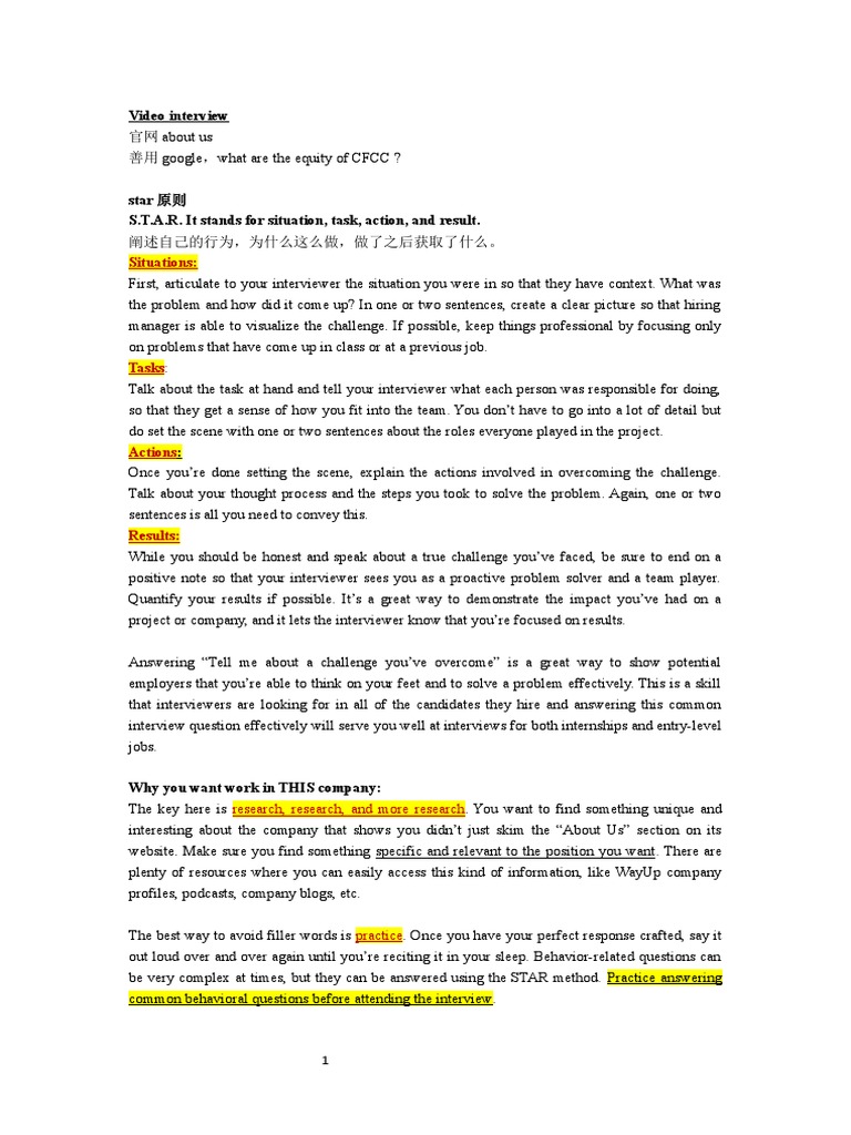 Video Interview | PDF | Regulatory Compliance | Experience