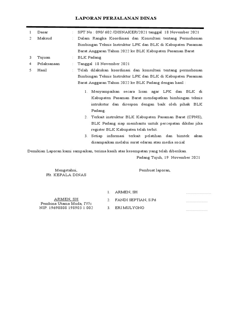 Koordinasi dan Konsultasi BLK Pasaman | PDF