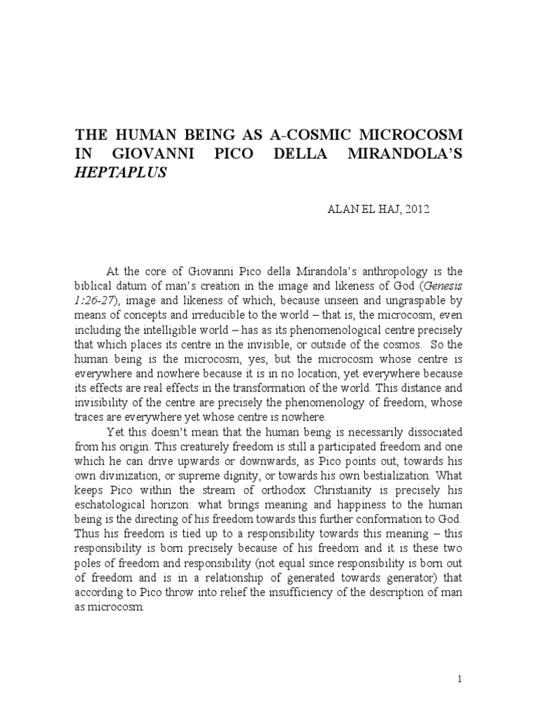 The Human Being As A Cosmic Microcosm in | PDF | Dignity | Image Of God