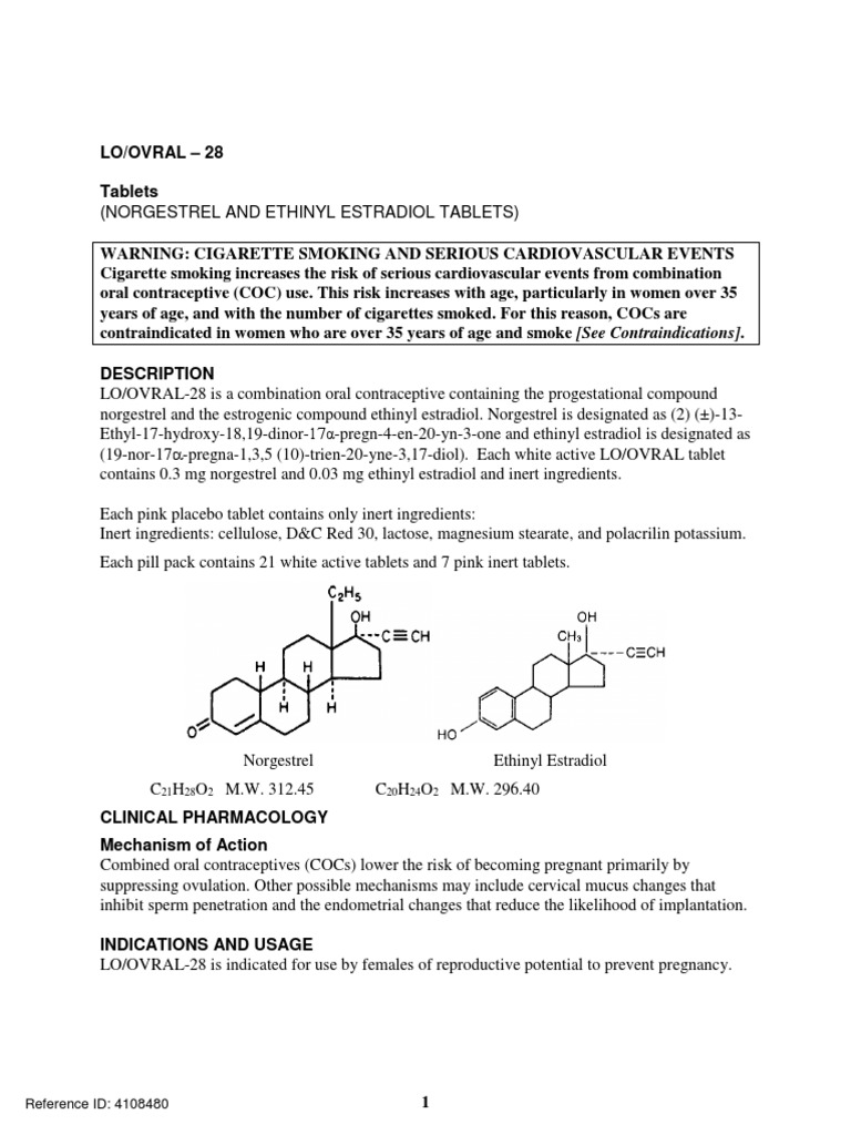 S 029 LBL | PDF | Thrombosis | Combined Oral Contraceptive Pill
