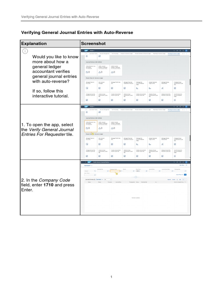 Verifying General Journal Entries With Auto-Reverse | PDF | Debits And ...