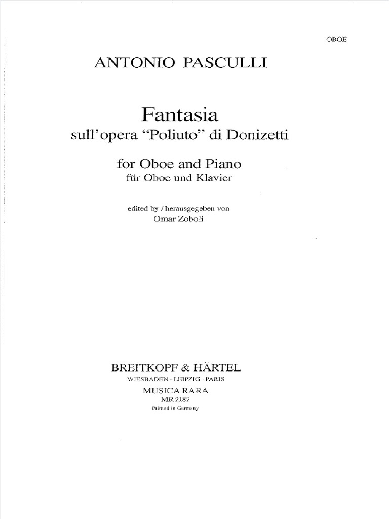 Pasculli Poliuto Oboe y Piano | PDF