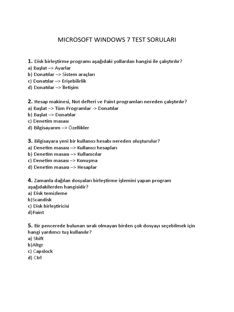 Windows 7 Sorulari | PDF