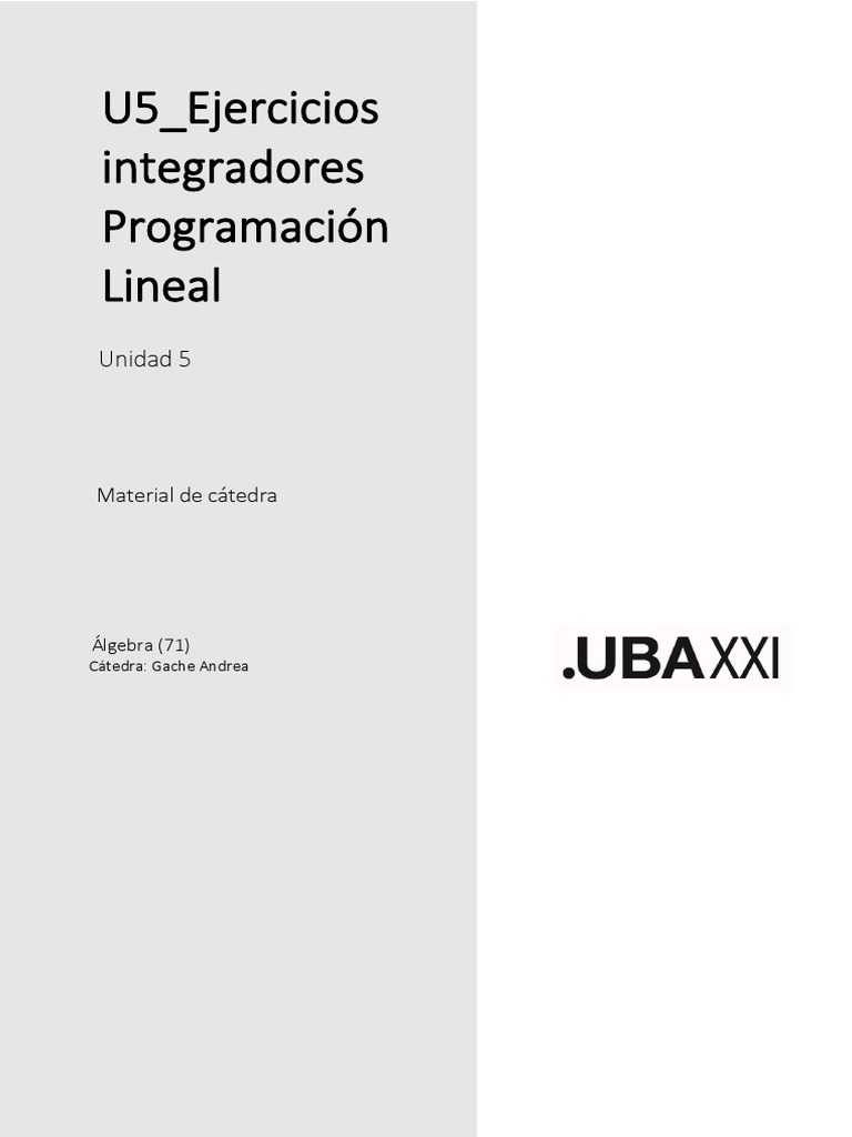 U5 - Ejercicios Integradores de Programación Lineal - 2C - 2022 | PDF
