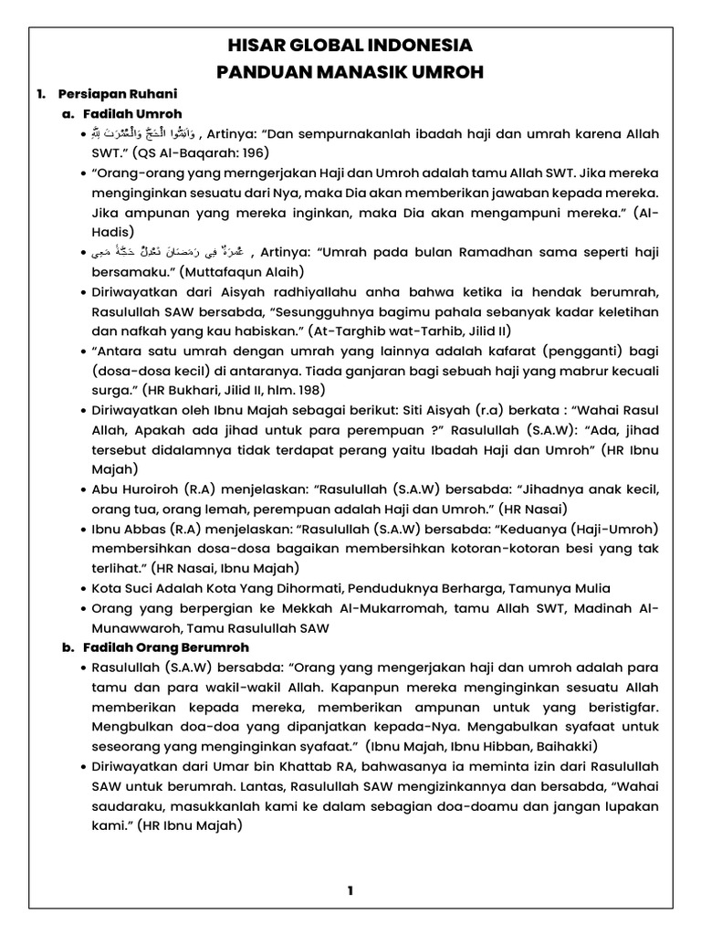 Panduan Lengkap Manasik Umroh | PDF