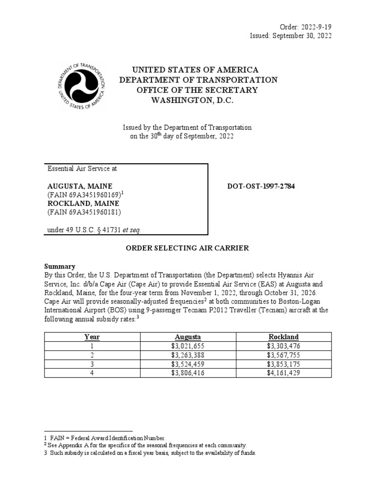 DOT OST 1997 2784 0219 - Attachment - 1 | PDF | Airlines | Aviation