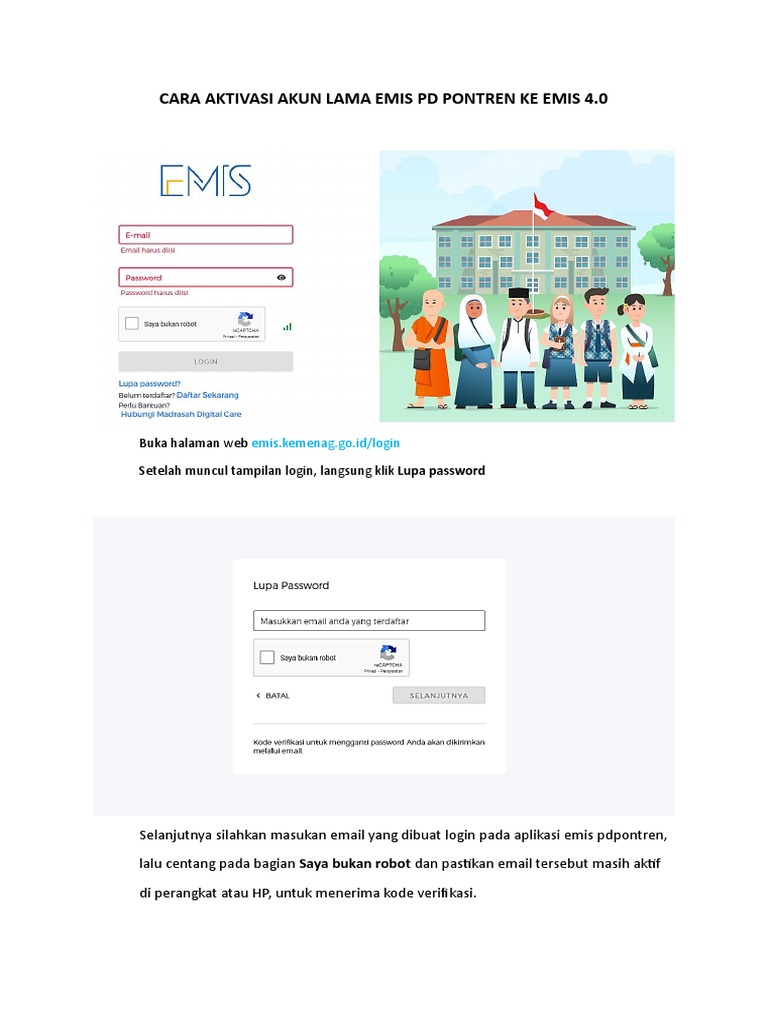 Cara Aktivasi Akun Lama Emis PD Pontren Ke Emis 4 | PDF