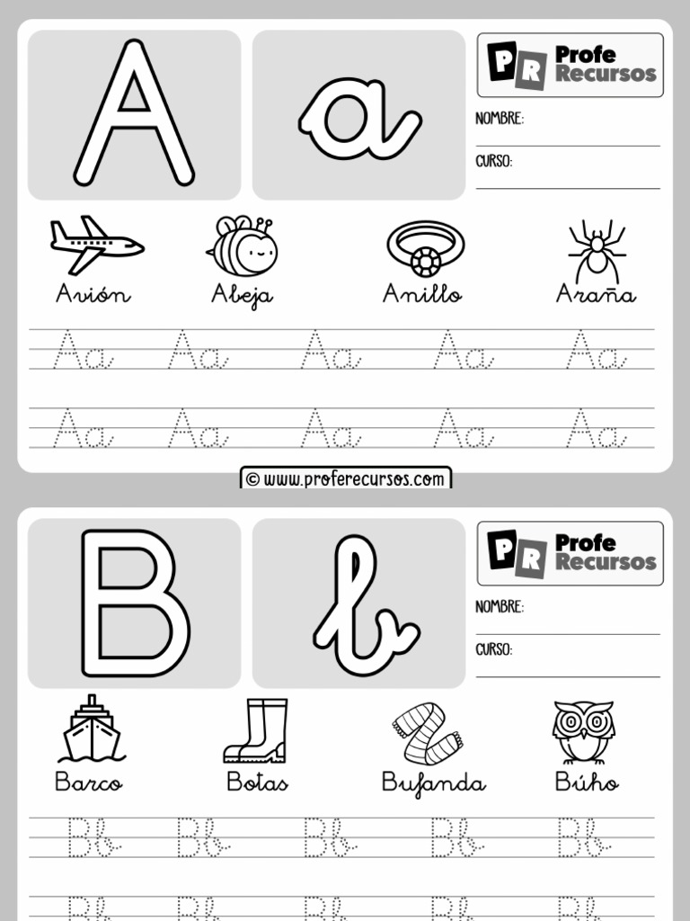 Fichas Abecedario (Proferecursos.com) | PDF