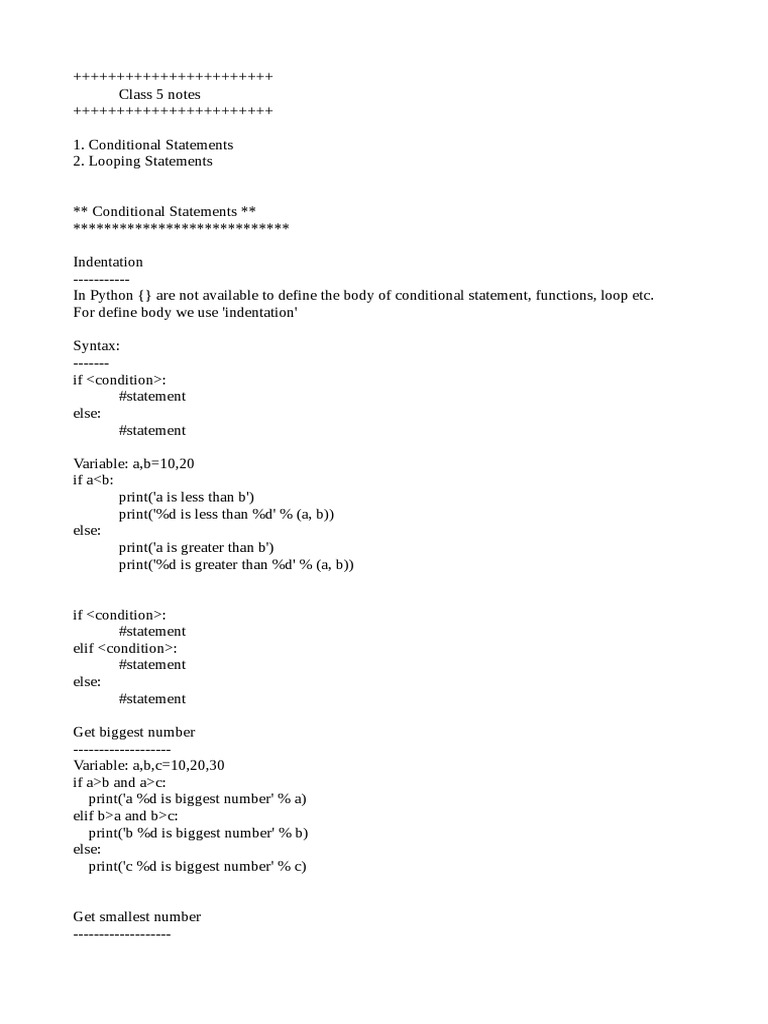 Class 5 | PDF | Control Flow | Programming Paradigms