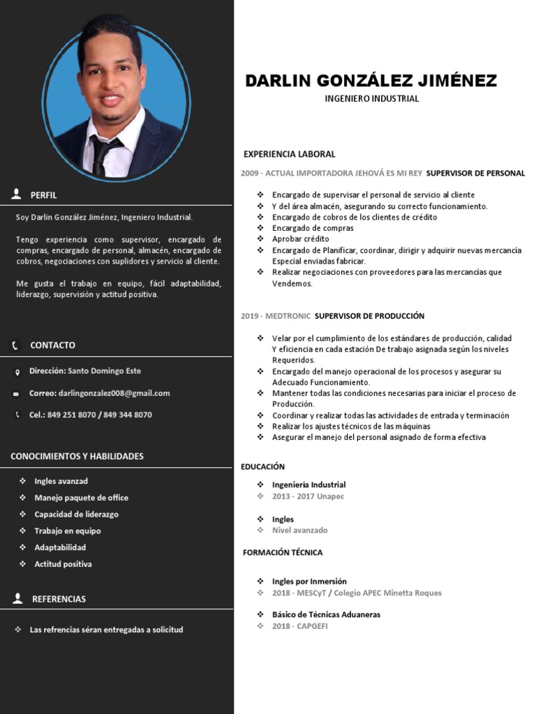 Darlin González Jiménez, Ingeniero Industrial | PDF