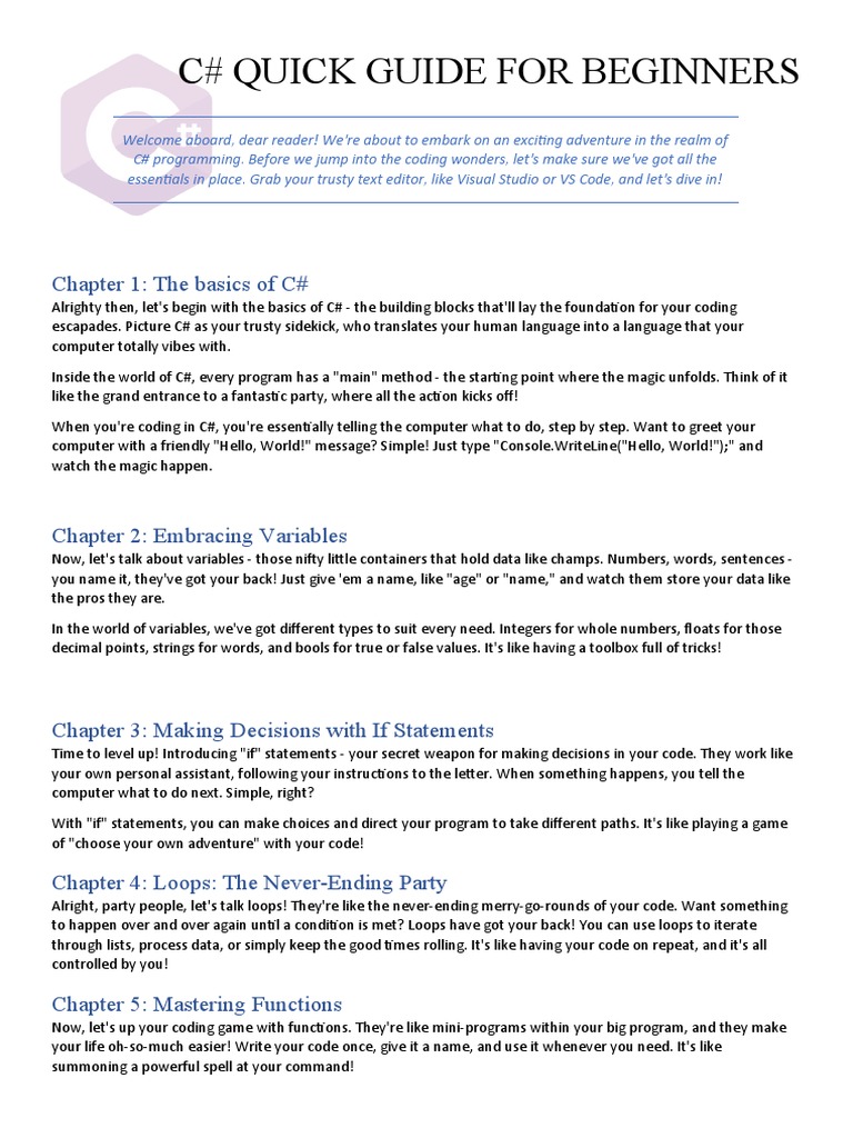 C# Quick Guide For Beginners | PDF | C Sharp (Programming Language) | Control Flow
