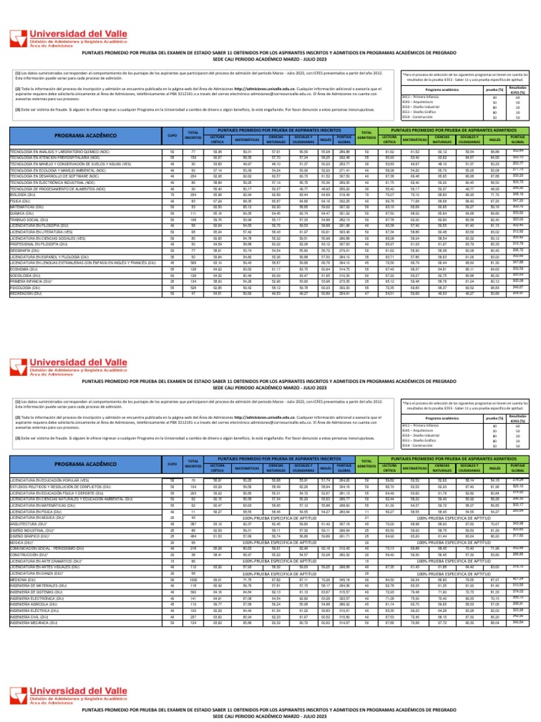 Formato de Estadisticas Puntaje Por Periodo para Publicar (Cupo) | PDF | Ingeniería