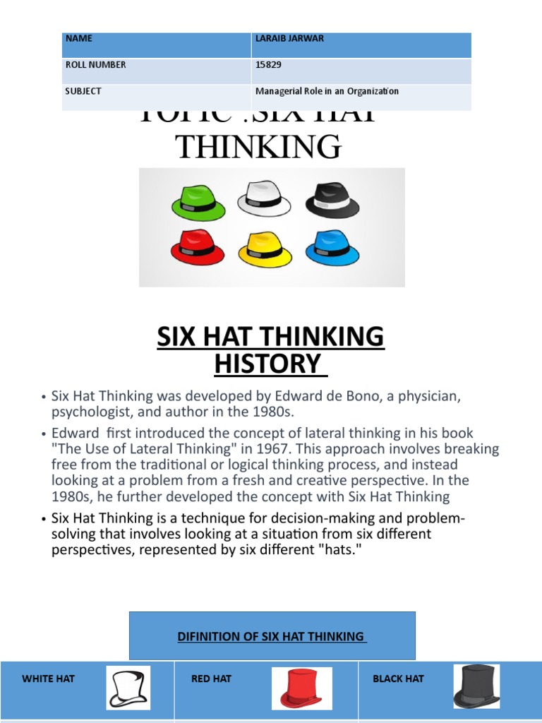 Six Hat Thinking | Download Free PDF | Thought | Emotions