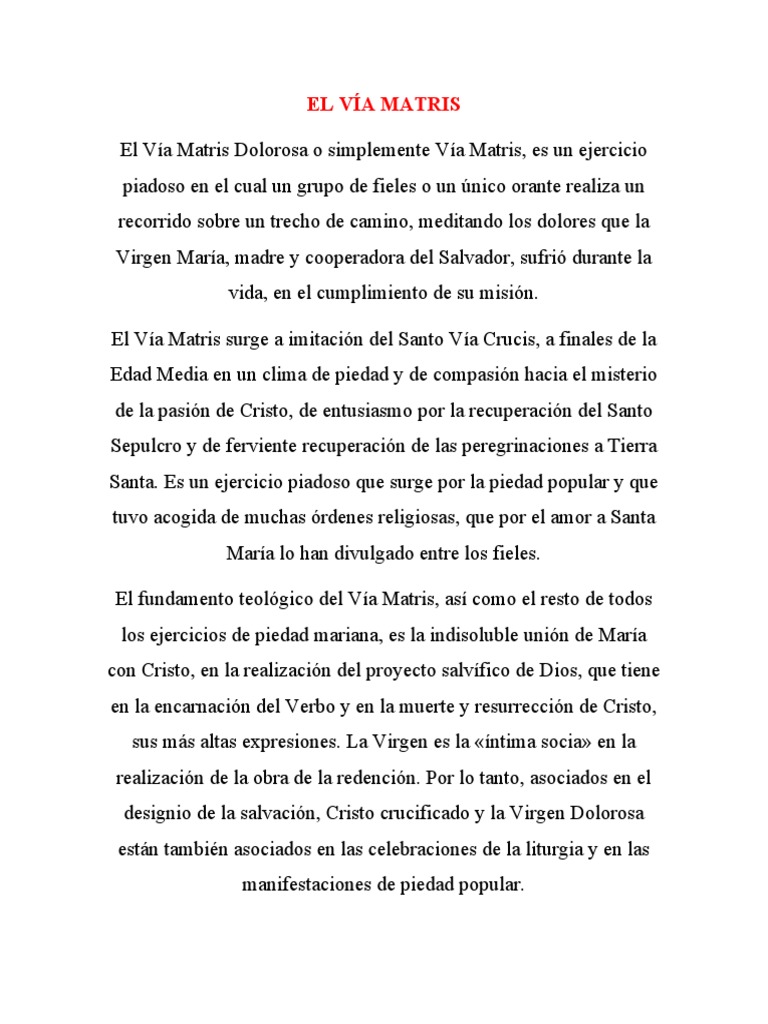 El Vía Matris | PDF | María, madre de Jesús | Jesús