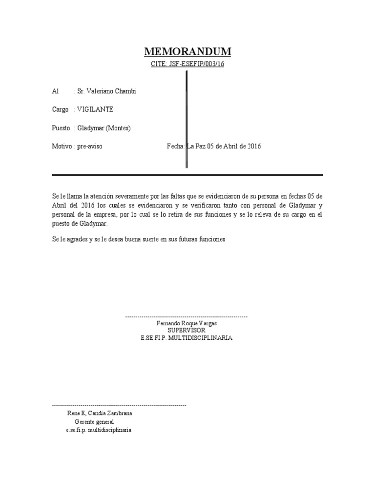 Memorandum Esefip 002 | PDF