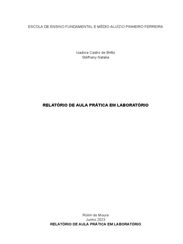 Relatório de Aula Prática em Laboratório | PDF