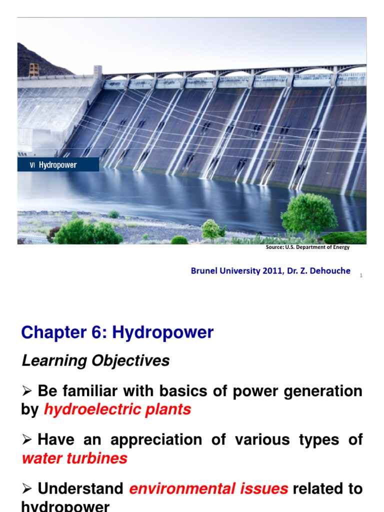 ME5521 Chapter6 HydroPower 2012 | PDF | Hydroelectricity | Energy ...