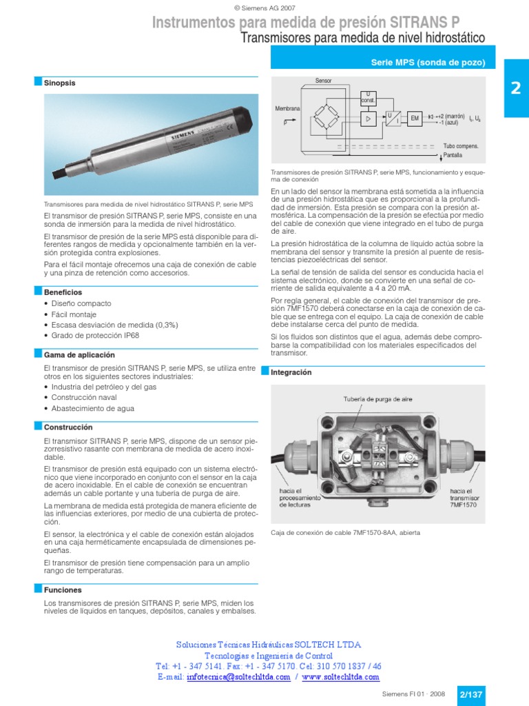 Sensor Hidrostatico | PDF | Presión | Ciencias fisicas