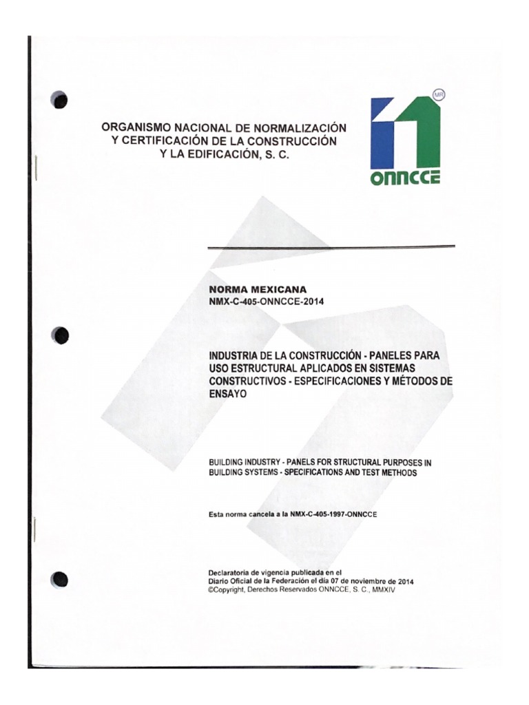 Nmx-C-405-Onncce-2014 (Paneles para Uso Estructural Aplicados en Sistemas Constructivos ...
