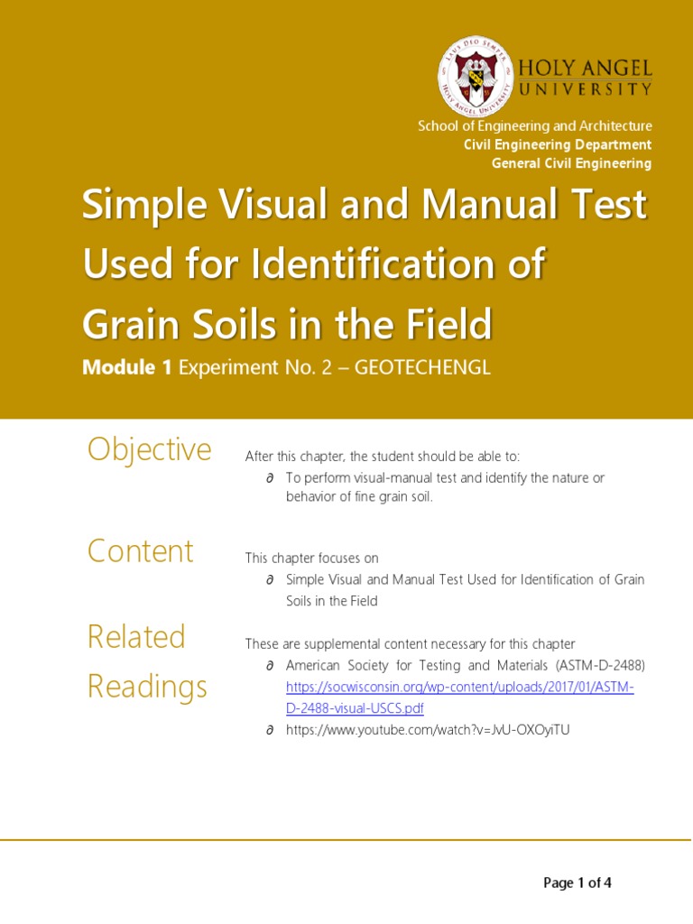 MODULE 1-EXPERIMENT NO. 2-Simple Visual and Manual Test Used For ...