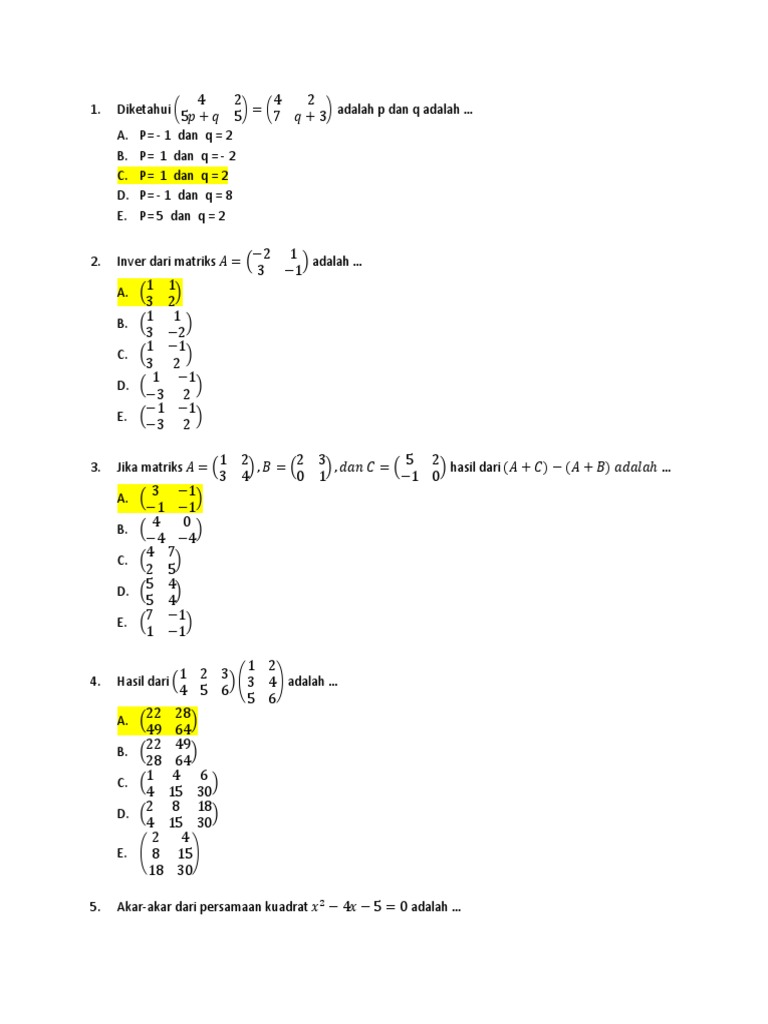 Soal MATH XI | PDF
