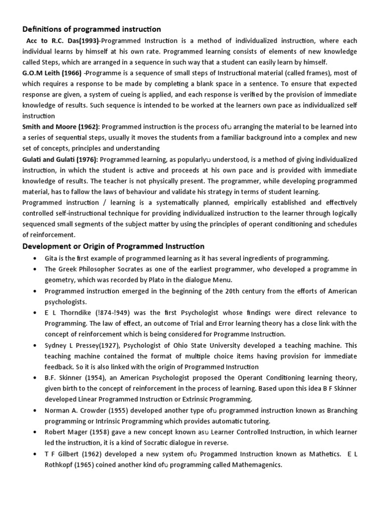 Programmed Instruction | PDF | Educational Technology | Teachers