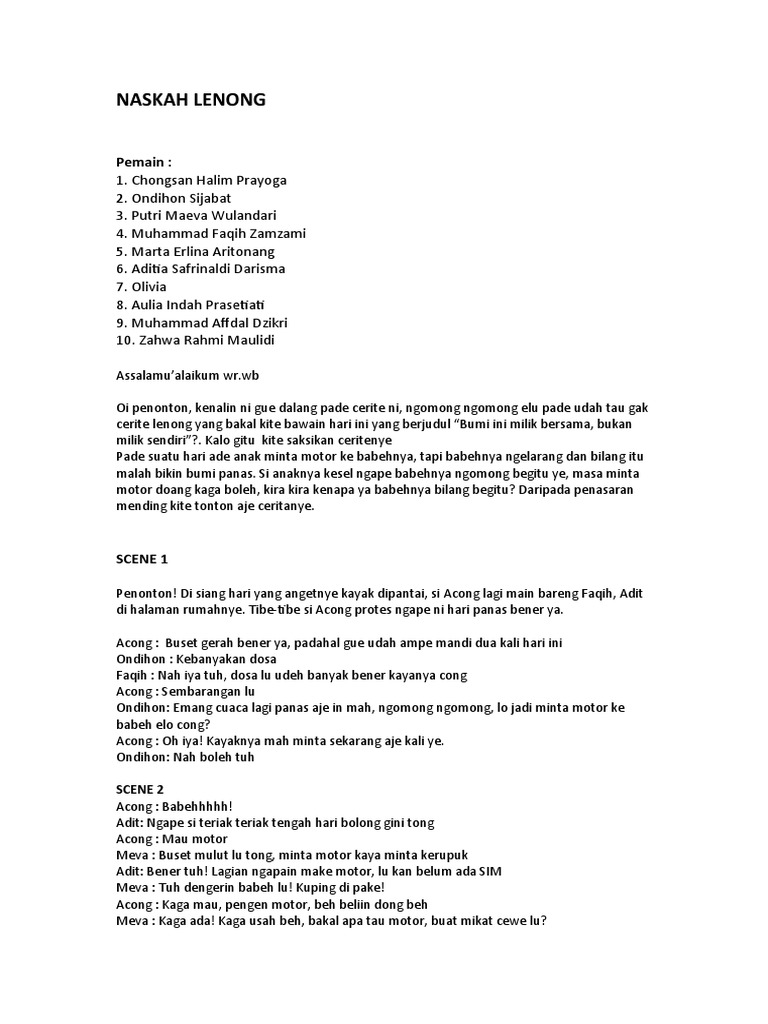 Naskah Lenong p5 XB | PDF