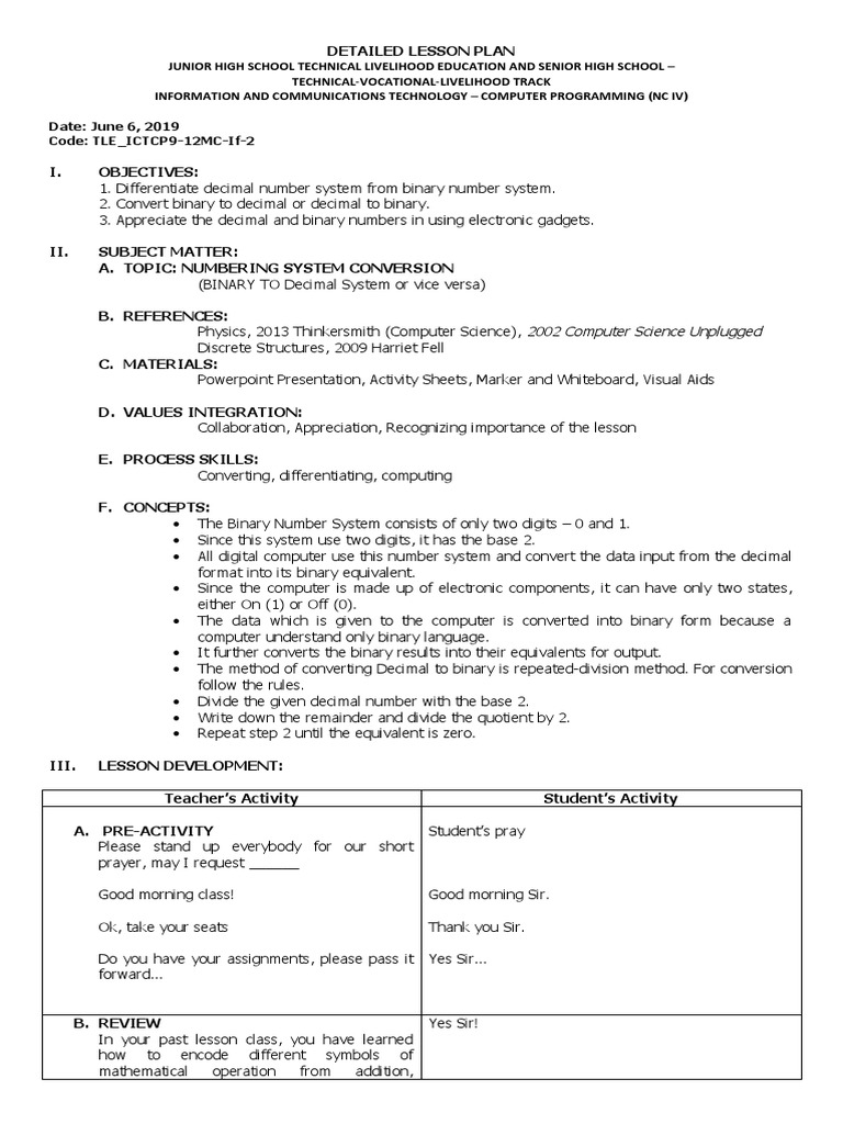 Detailed Lesson Plan in Ict | PDF | Numbers | Mathematics