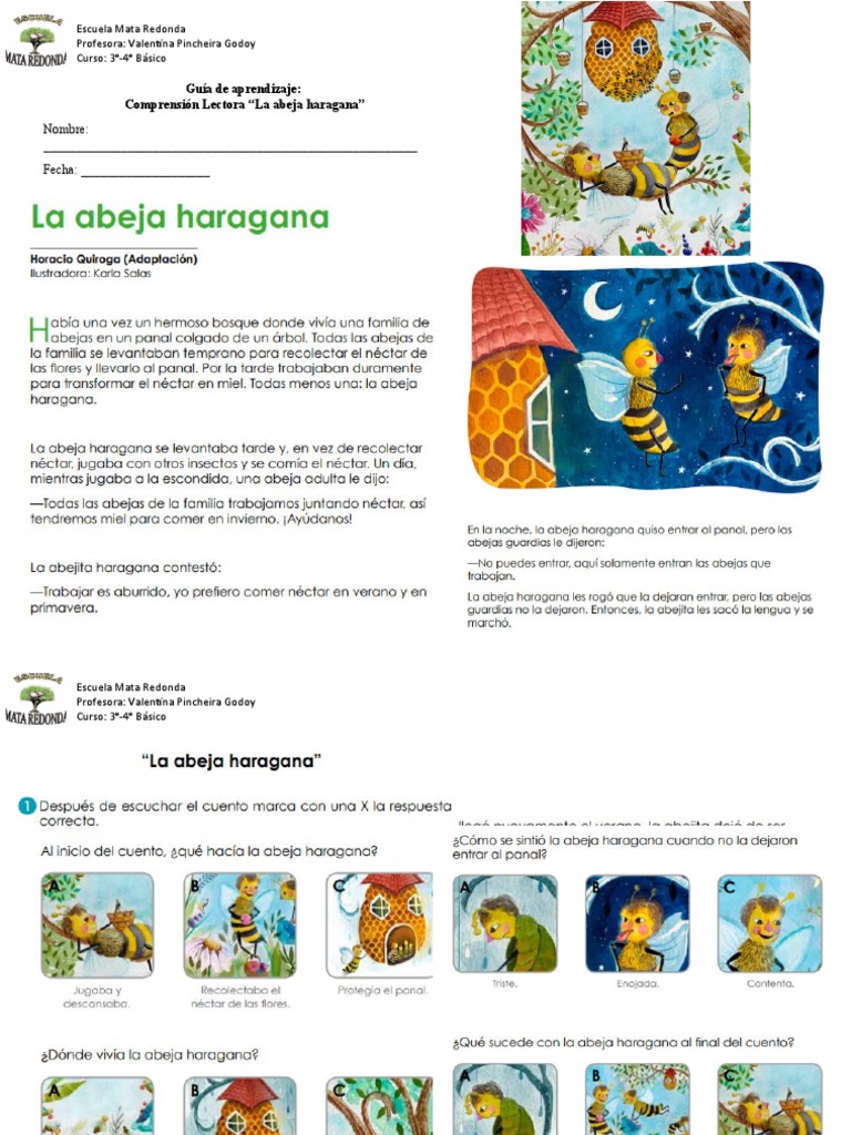 Comprension Lectora: La Abeja Haragana | PDF