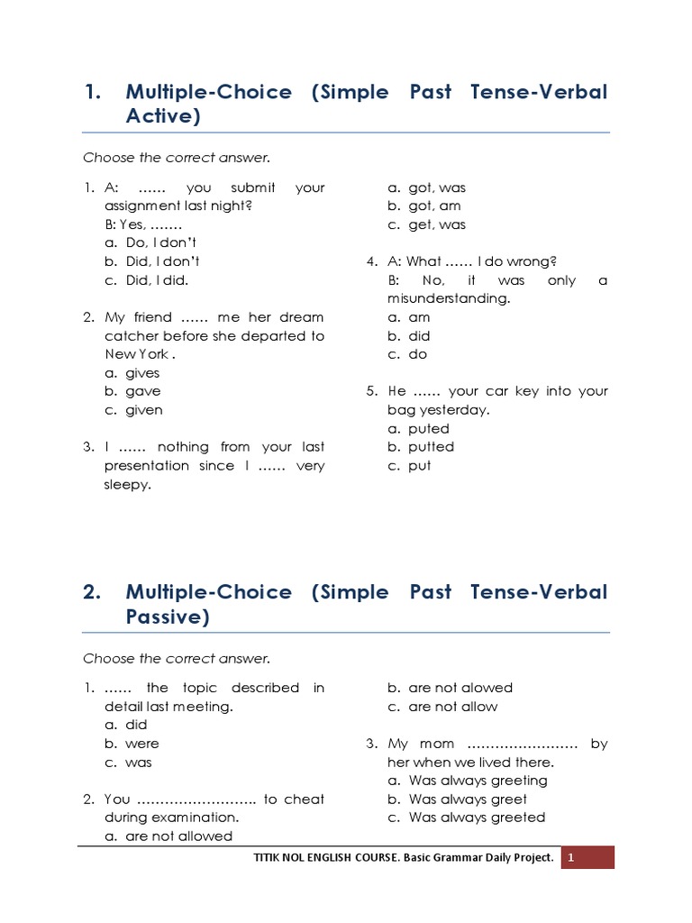 Simple Past Tense Worksheet | PDF | Language Mechanics | Grammar
