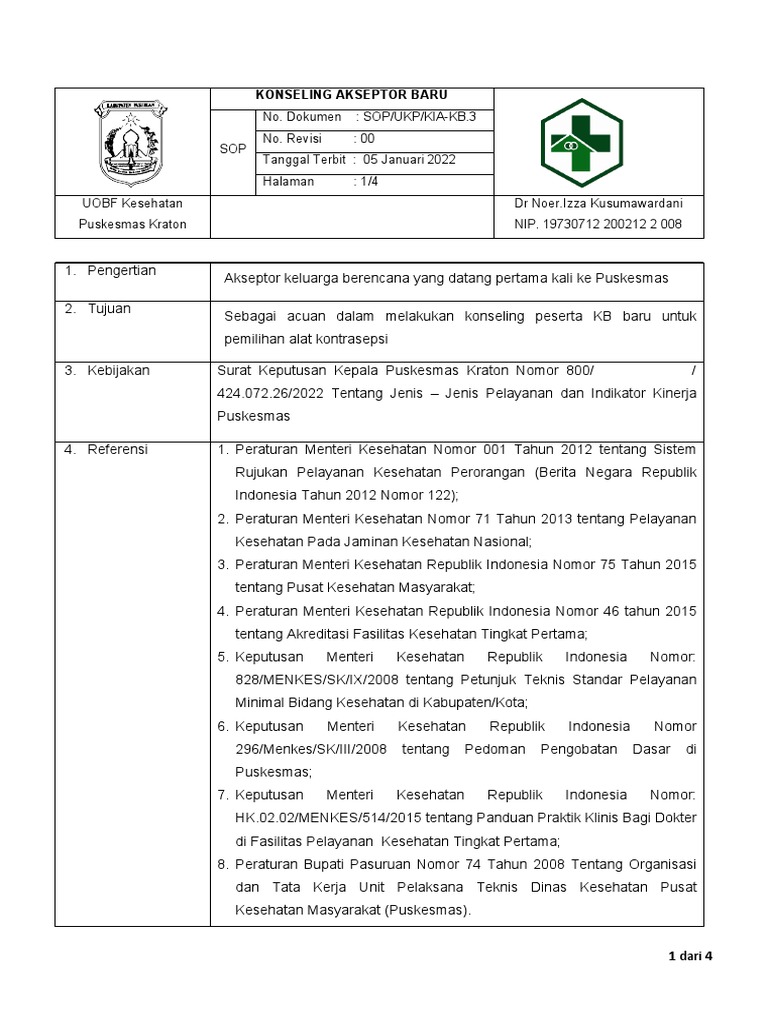 Sop Konseling KB Baru | PDF