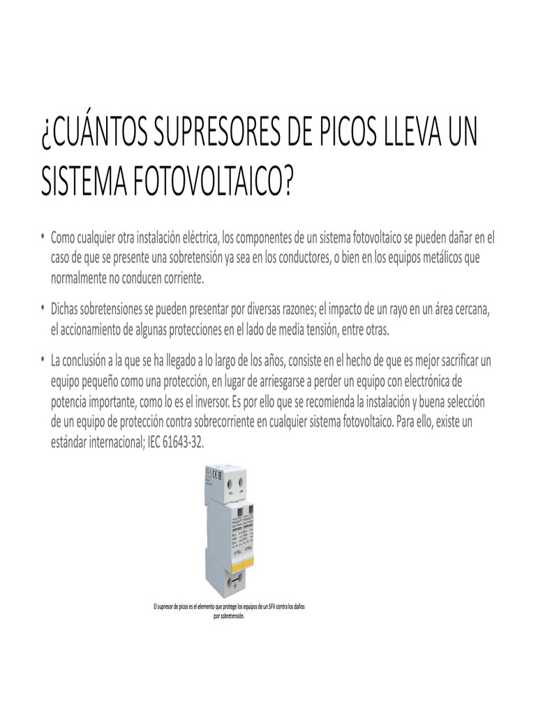 Cuantos Supresores de Pico Lleva Un Sistema Fotovoltaico | PDF ...