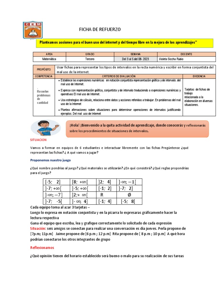 Ficha de Refuerzo: Planteamos Acciones para El Buen Uso Del Internet y ...