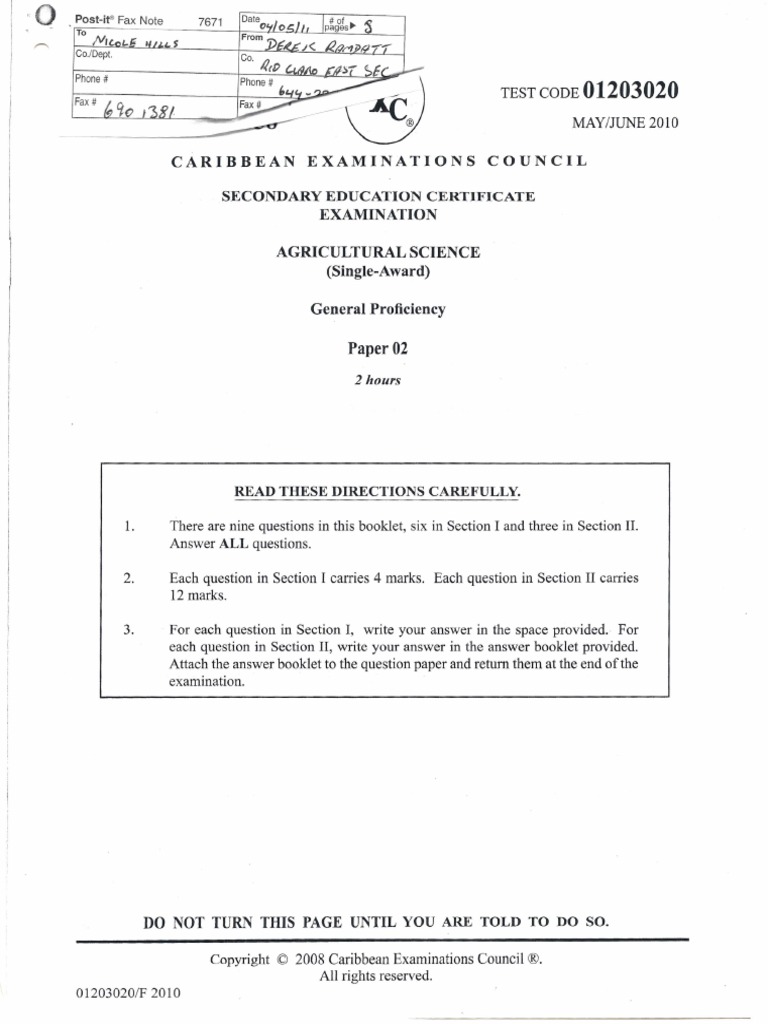 CXC Past Paper2010 | PDF