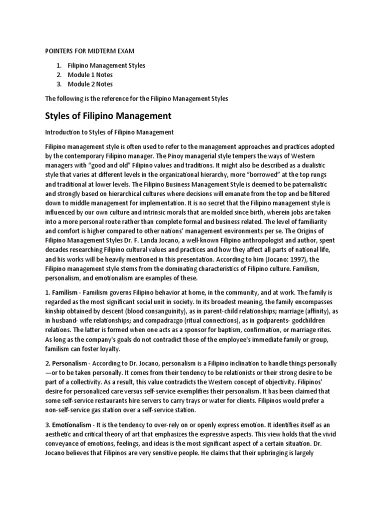 Pointers For Midterm Exam | PDF | Leadership | Godparent