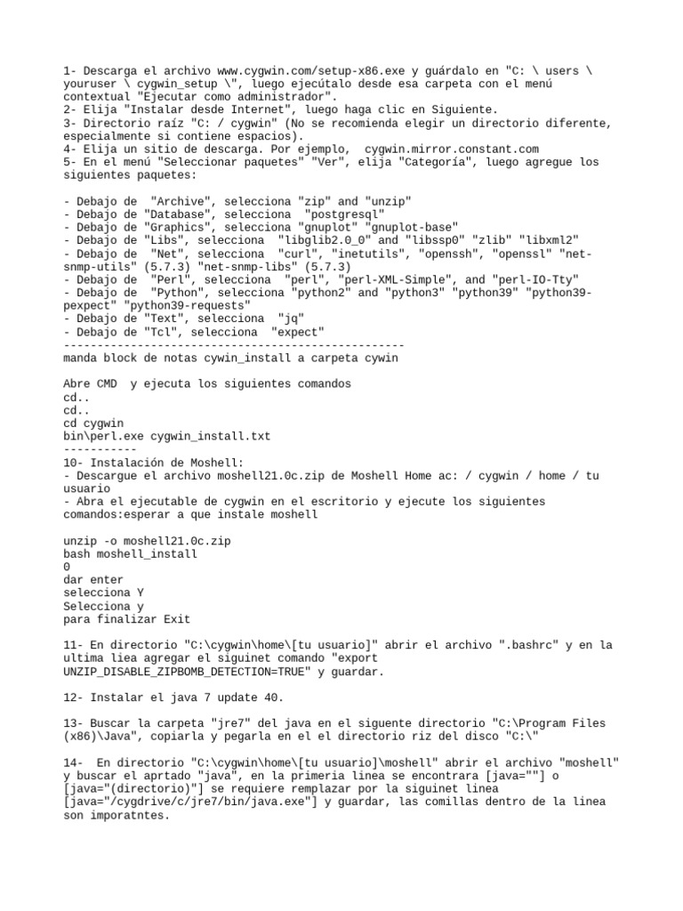 Instalación de Moshell en Cygwin | PDF | Informática | Tecnología