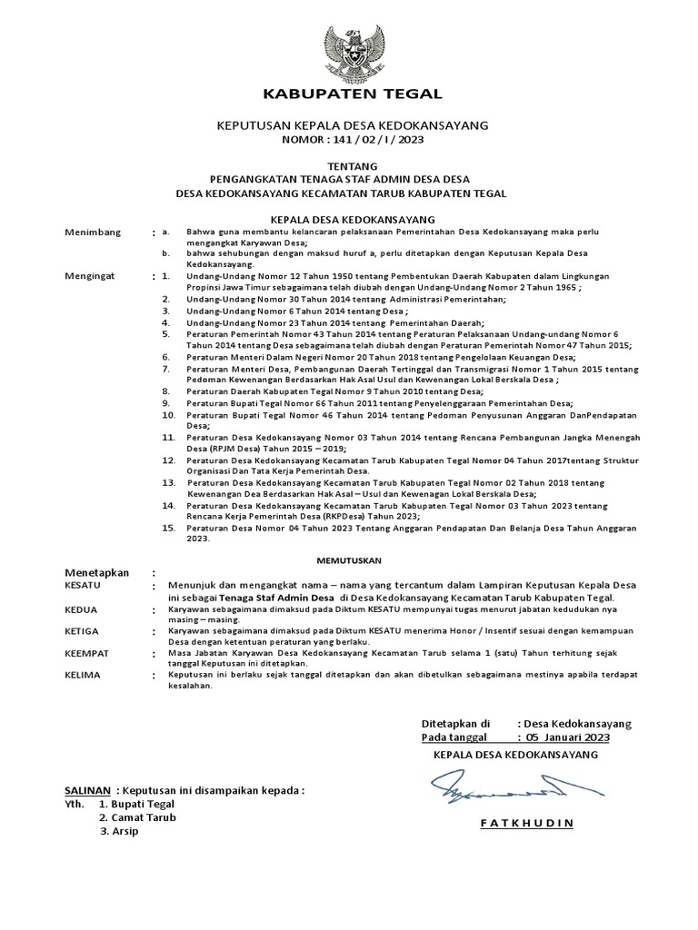 SK Tenaga Staf Admin | PDF