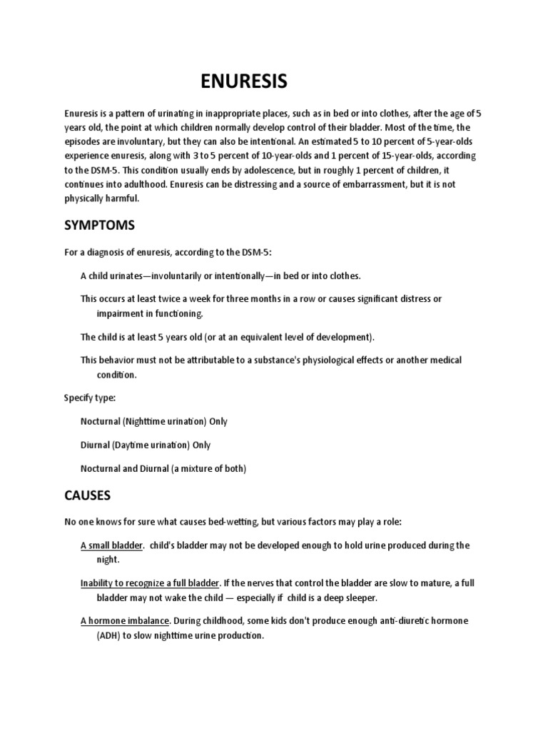 Bedwetting | PDF | Nocturnal Enuresis | Diseases And Disorders