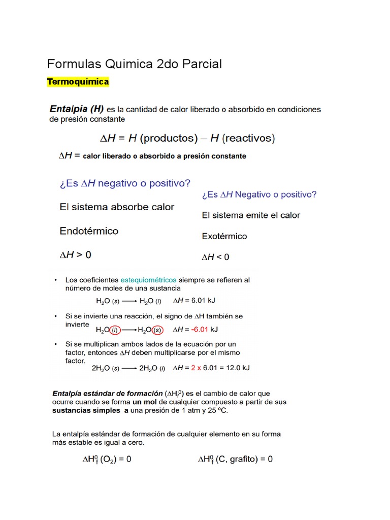 Formulas Quimica 2do Parcial | PDF