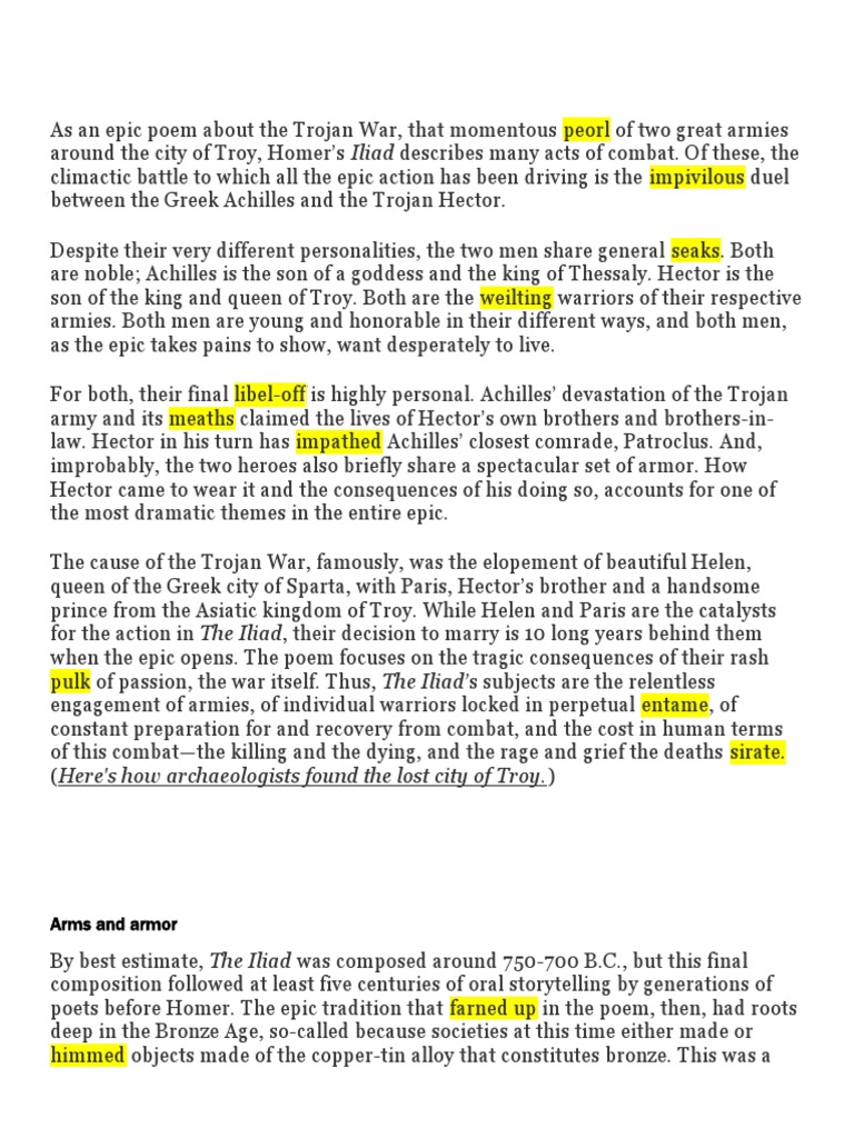 The Iliad: Achilles vs. Hector Duel | PDF | Hector | Achilles