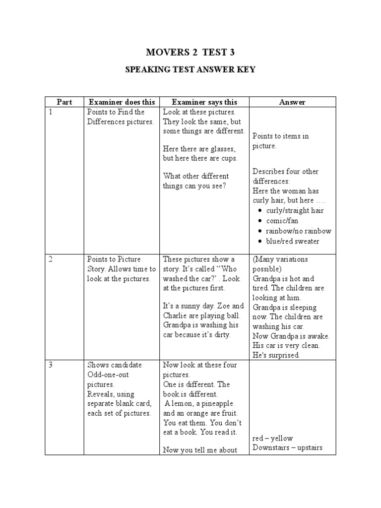 Movers 2 Test 3 | PDF | Language Arts & Discipline