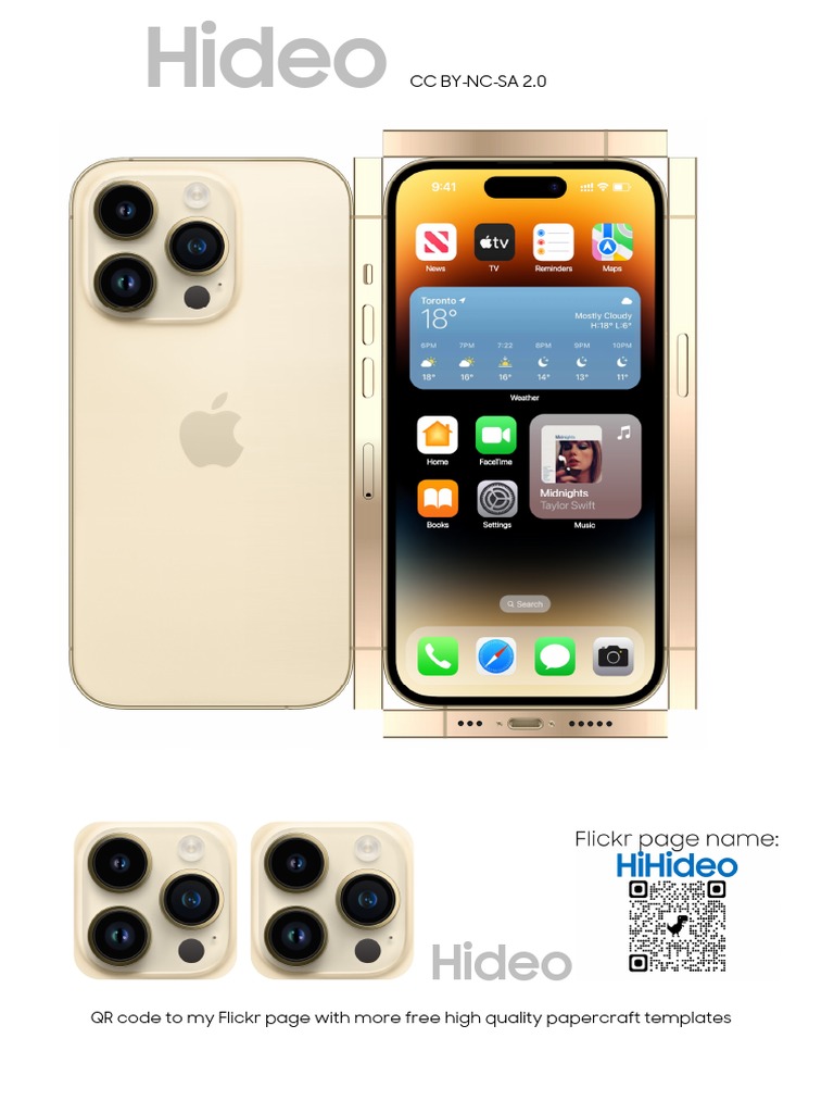 Iphone 14 Pro Gold (Papercraft) | PDF