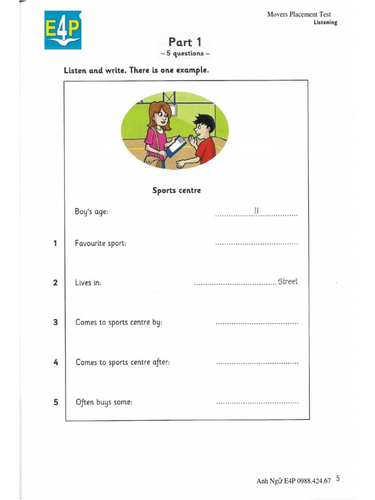 Movers Placement Test | PDF