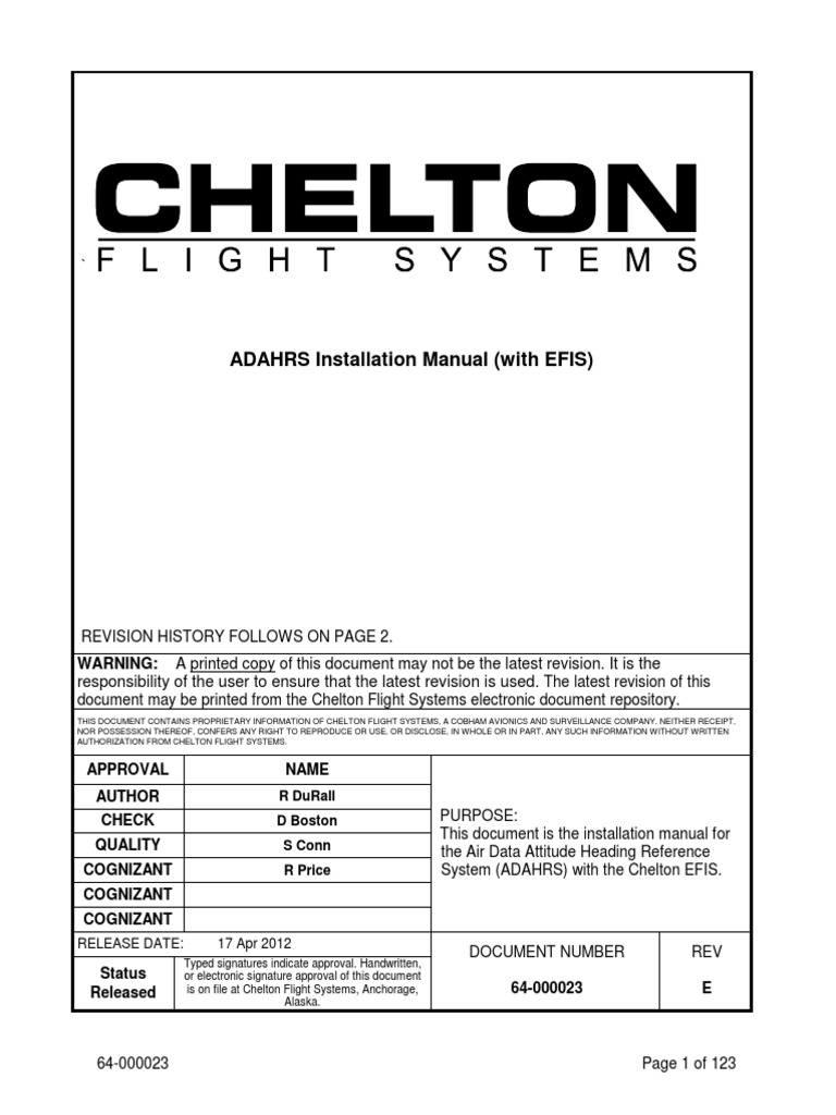ADAHRS - PN 42-005001-0001 Com EFIS IM 64-0000231 - Installation Manual | PDF | Electrical ...