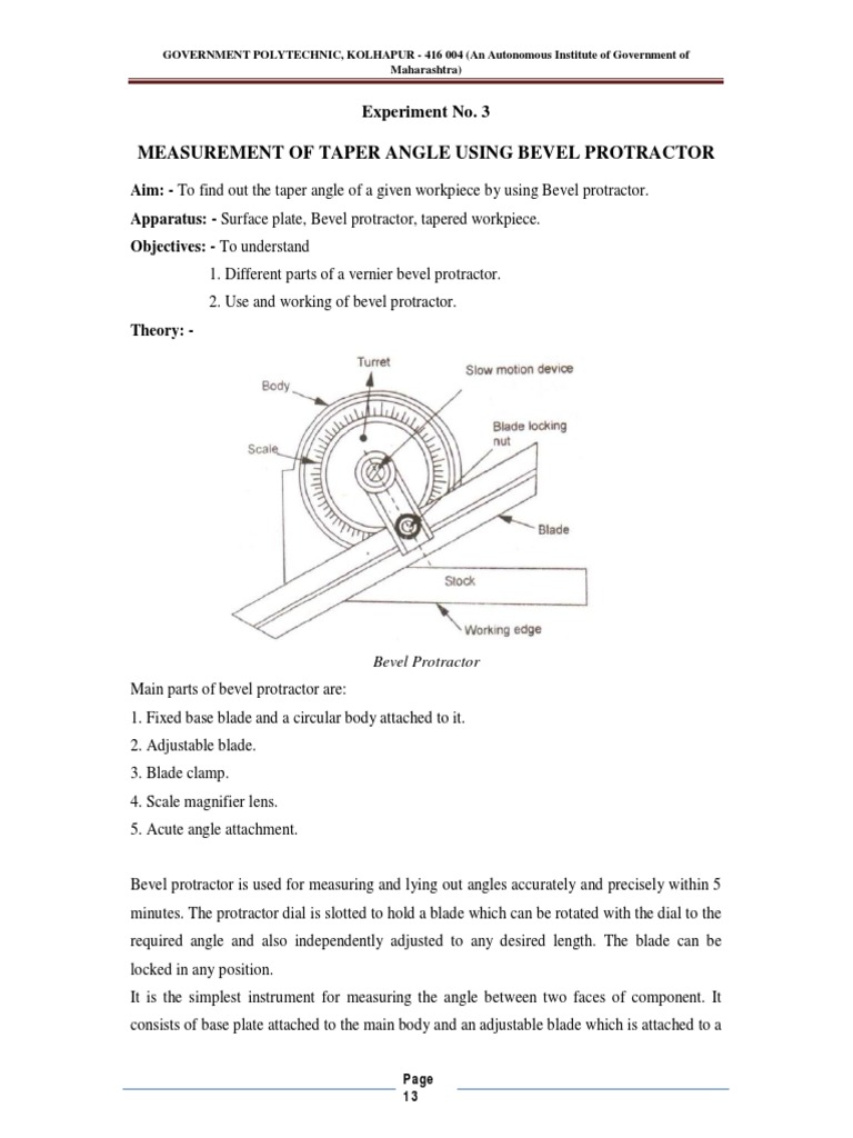 Expt Bevel Protractor | PDF | Minute And Second Of Arc | Angle