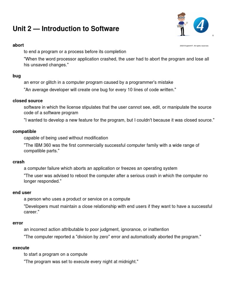 English4IT - Unit 2 Vocabulary | PDF | Integrated Development ...
