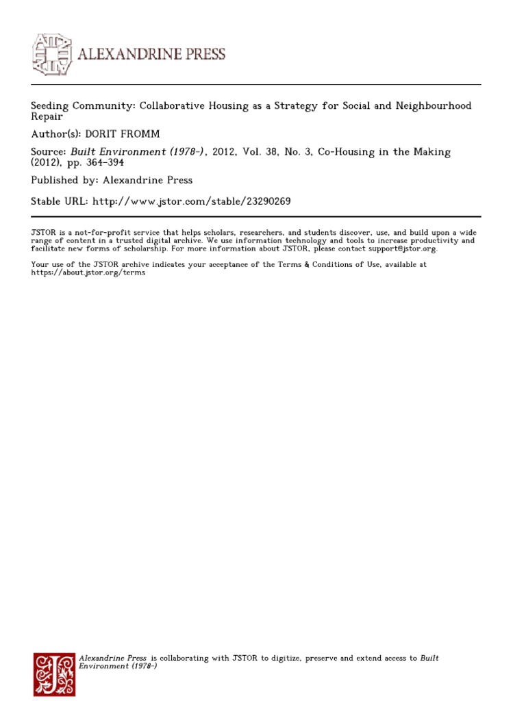 Seeding Community - Collaborative Housing As A Strategy For Social and ...