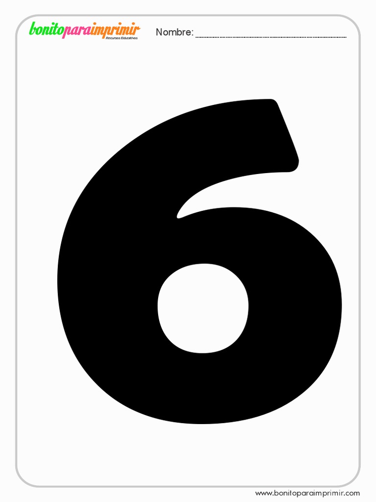 Numeros 6 para Imprimir - Bonitoparaimprimir | PDF