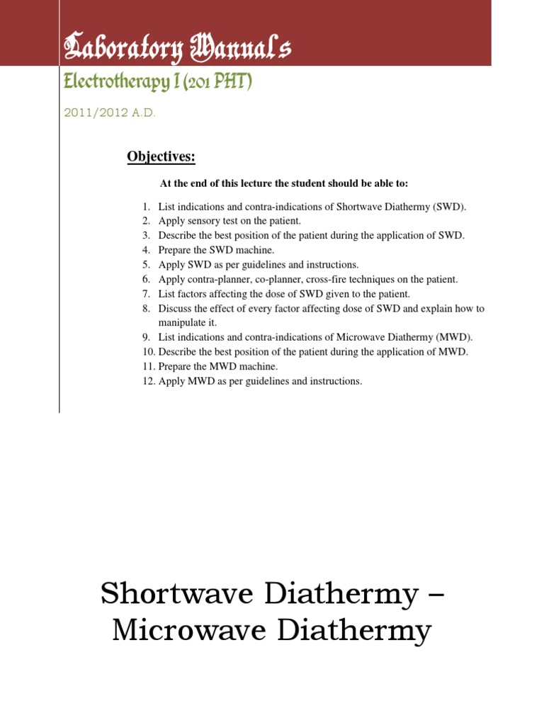 5 Lab Manuals, Shortwave Diathermy | PDF | Artificial Cardiac Pacemaker ...